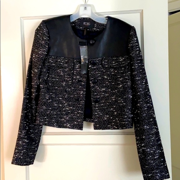 BCBG Paris | Jackets & Coats | Bcbg Paris Tweedleather Jacket | Poshmark